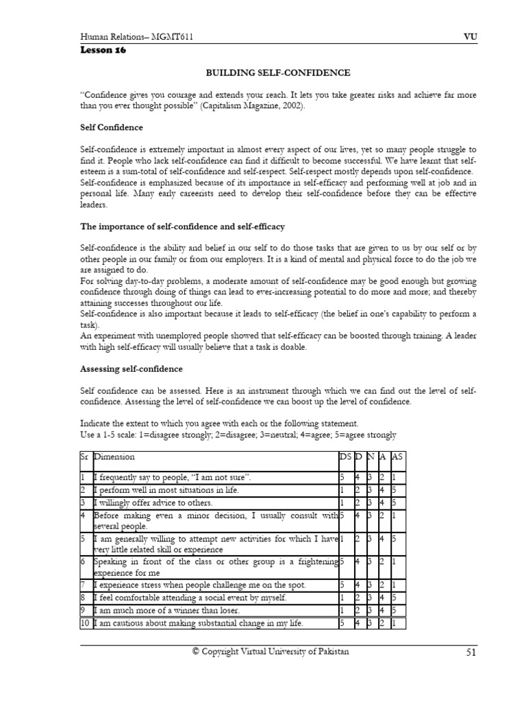 Lesson 16 | PDF | Self Efficacy | Self Esteem