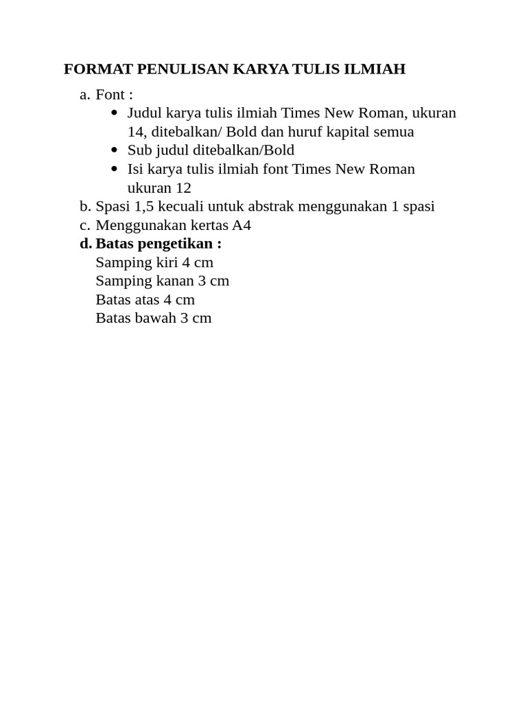 Format Penulisan Karya Tulis Ilmiah | PDF