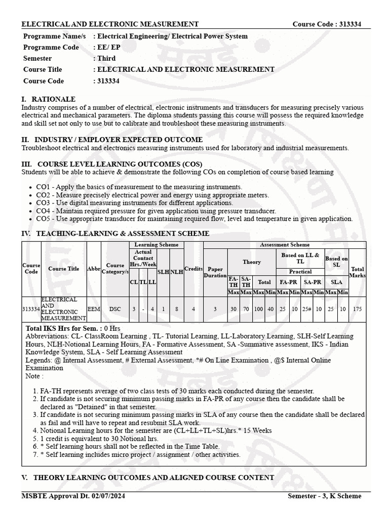 313334-Electrical and Electronic Measurement | PDF | Pressure ...