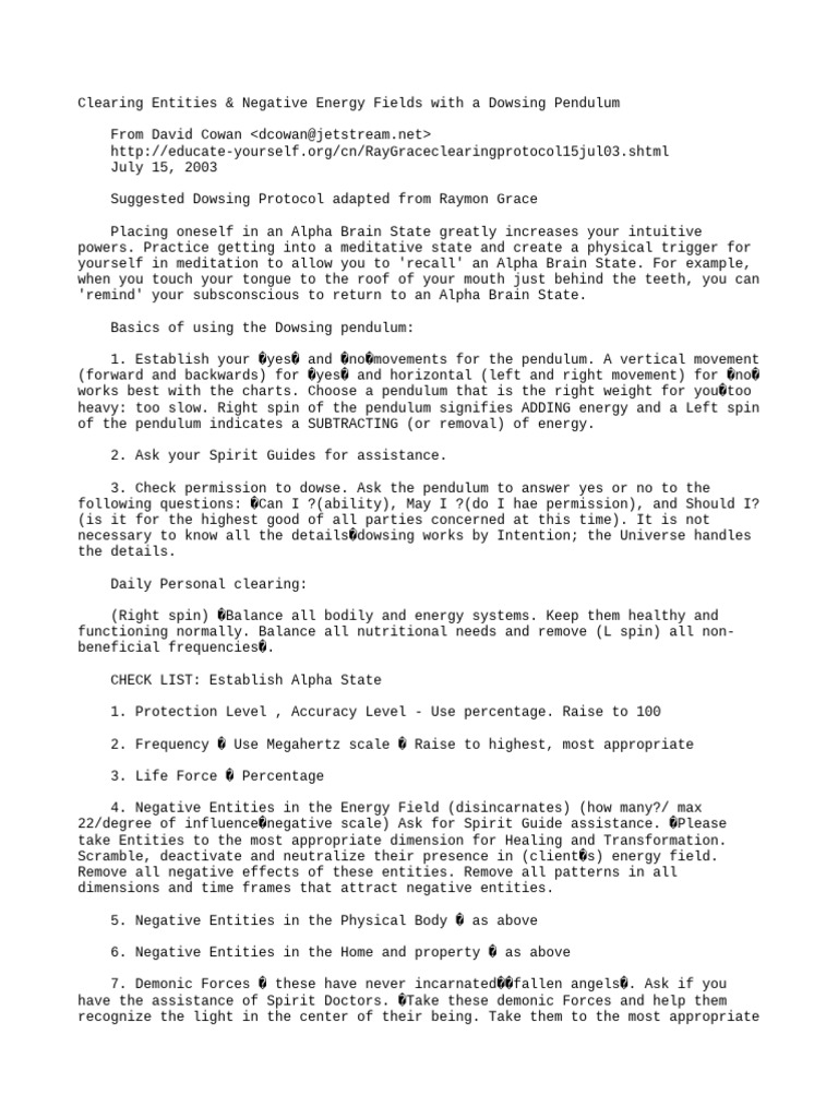 Dowsing Pendulum for Energy Clearing | PDF