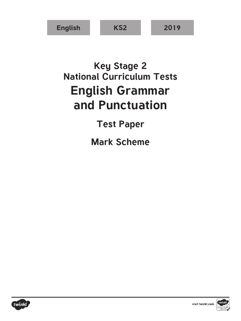 Test Paper 1 - Mark Scheme | PDF | English Grammar | English Language