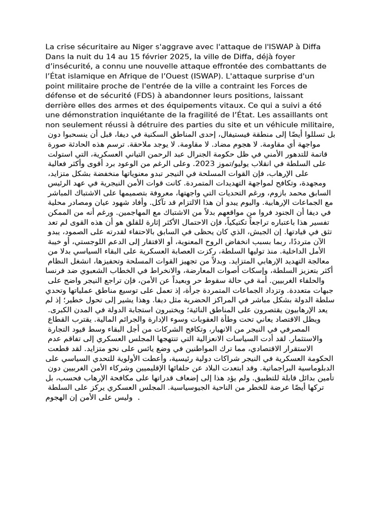 Situation A Diffa Terro | PDF