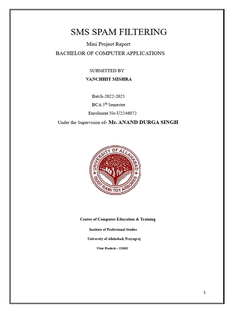 SMS SPAM FILTERING Report | PDF | Machine Learning | Support Vector Machine