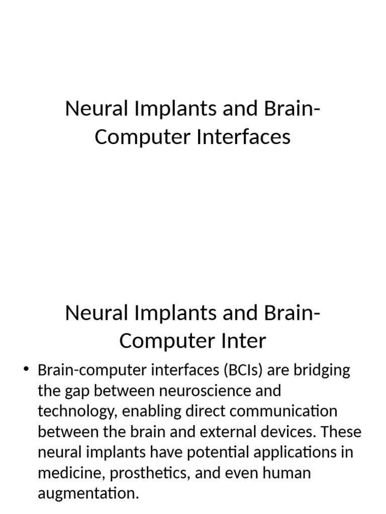 Neural Implants and Brain-Computer Interfaces | PDF