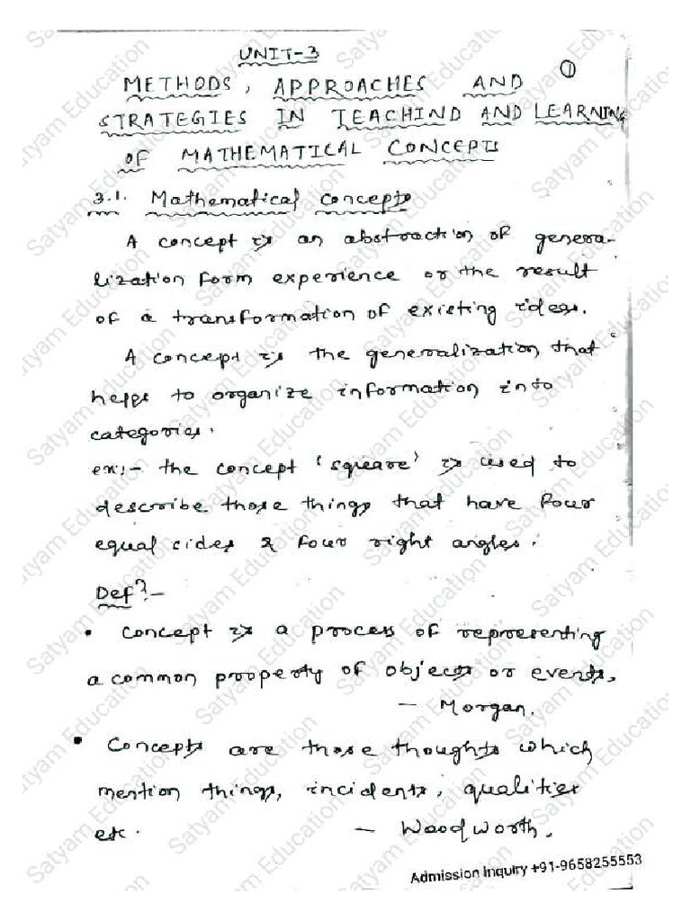 MATHEMATICS UNIT 3 NOTE SATYAM EDUCATION Pass - Satyasir - Compress | PDF
