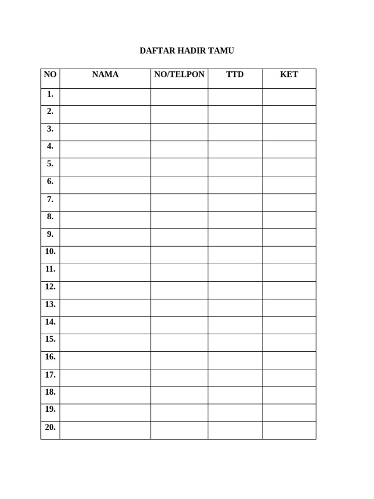 Daftar Hadir Tamu | PDF