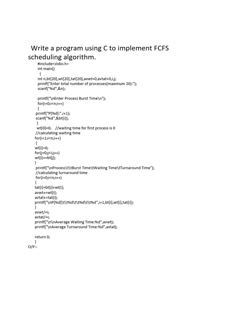 C Programs for CPU Scheduling Algorithms | PDF | Software Development ...