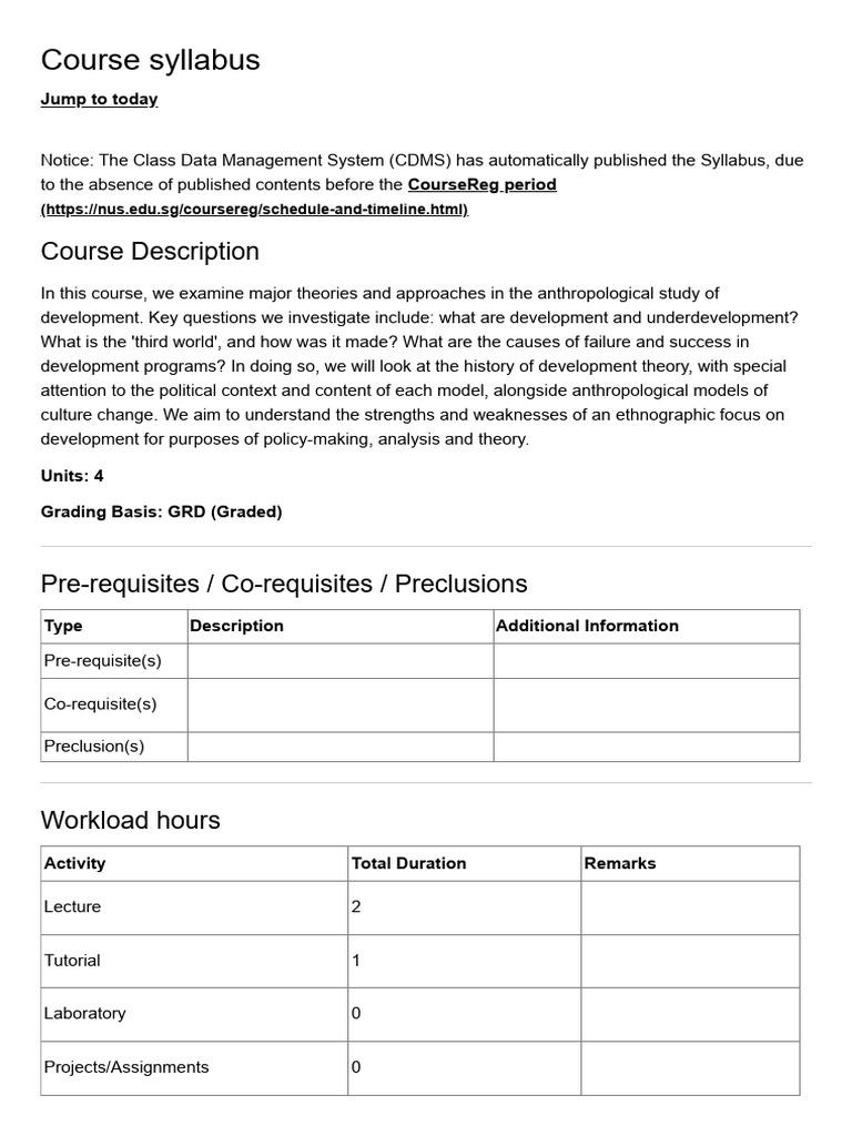 Syllabus For AN3208 Critiquing Development (2420) | PDF | Anthropology | Essays