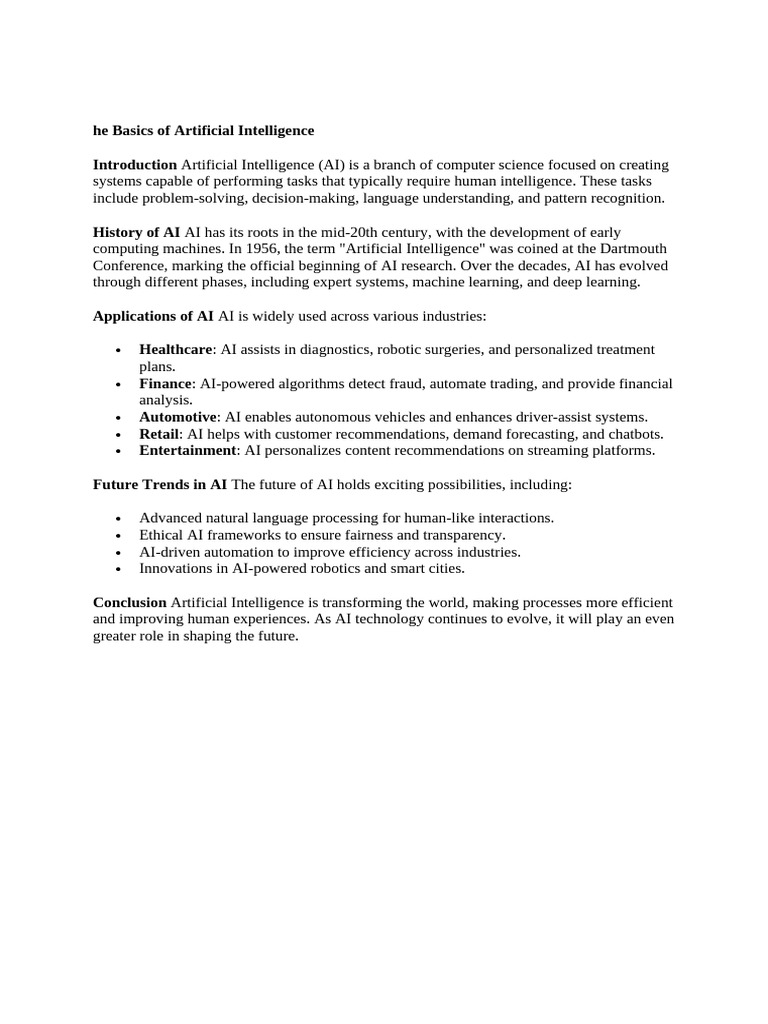 The Basics of Artificial Intelligence | PDF