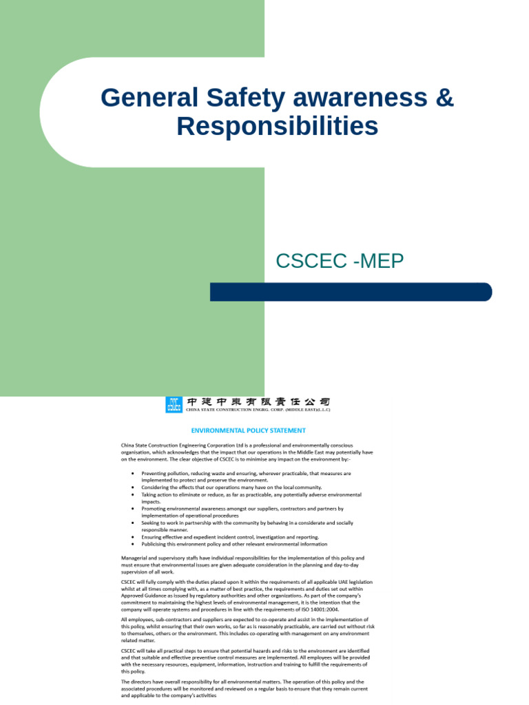 General Safety Awareness & Responsibilities | PDF | Scaffolding | Welding