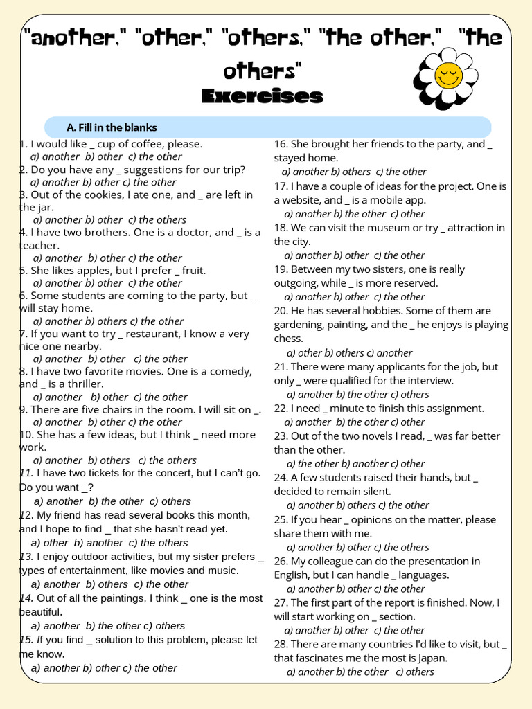 Fill in the Blanks: Another, Other | PDF