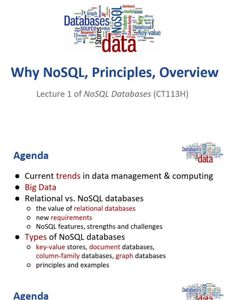 CT113H Lecture 1 - Introduction To NoSQL | PDF | No Sql | Relational Database