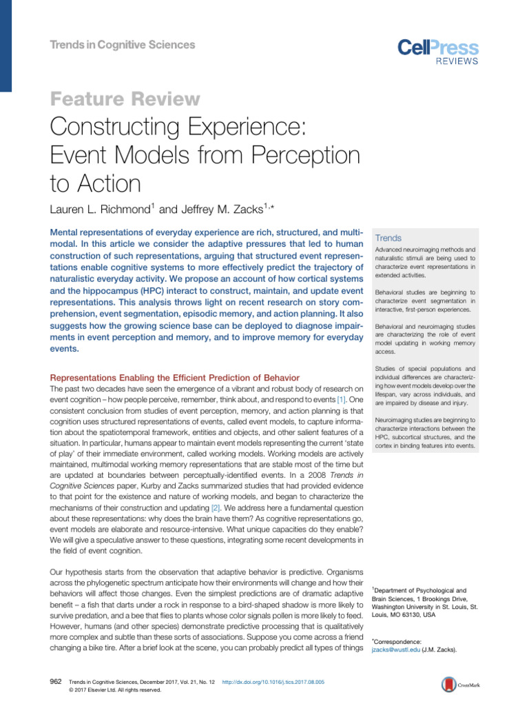 Constructing Experience Event Models From Percept | PDF | Memory ...