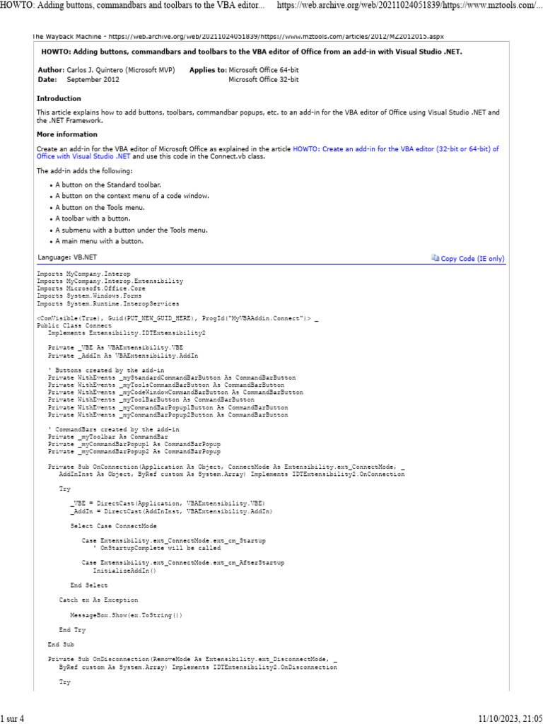 Programming VBE Add-Ins - MZ-Tools P3 | PDF | Visual Basic For Applications | Computer Programming