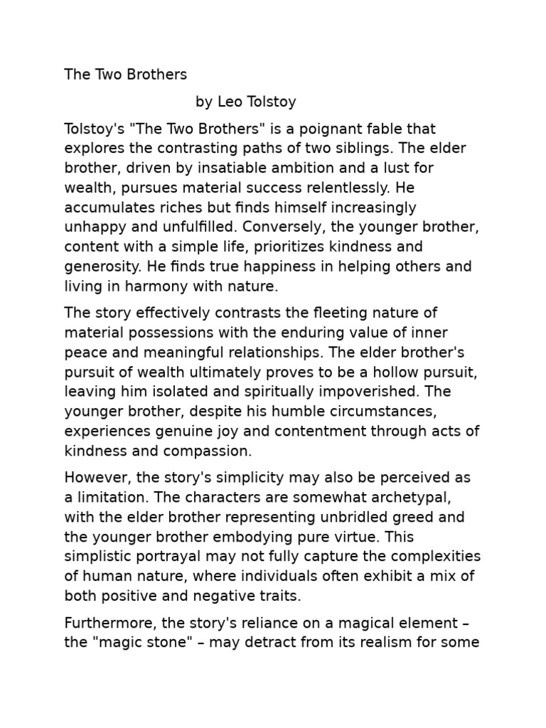 Two Brothers Essay | PDF