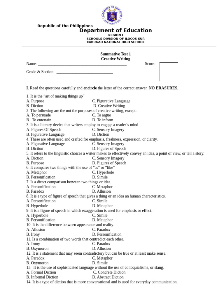 Summative 1 Creative Writing | PDF | Senses | Metaphor