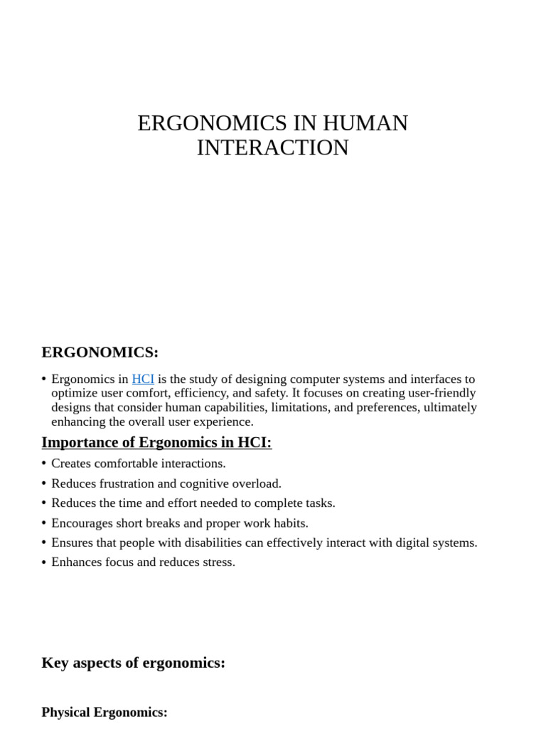 Ergonomics in HCI: Enhancing User Experience | PDF | Human–Computer Interaction | Usability