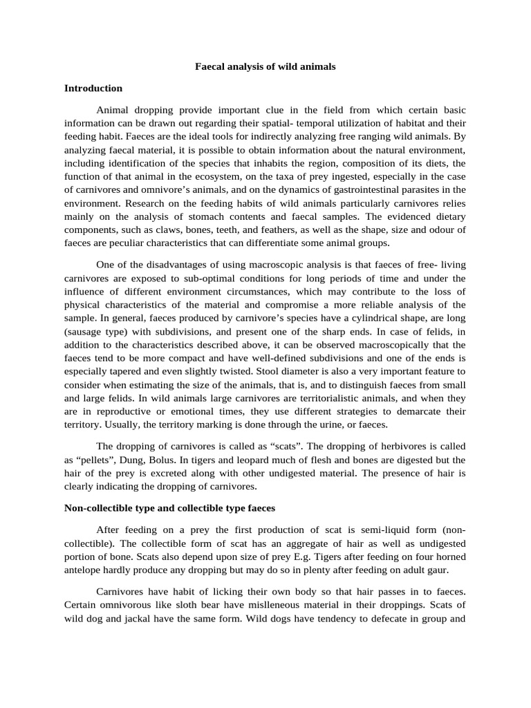 Faecal Analysis of Wild Carnivores | PDF | Feces | Predation