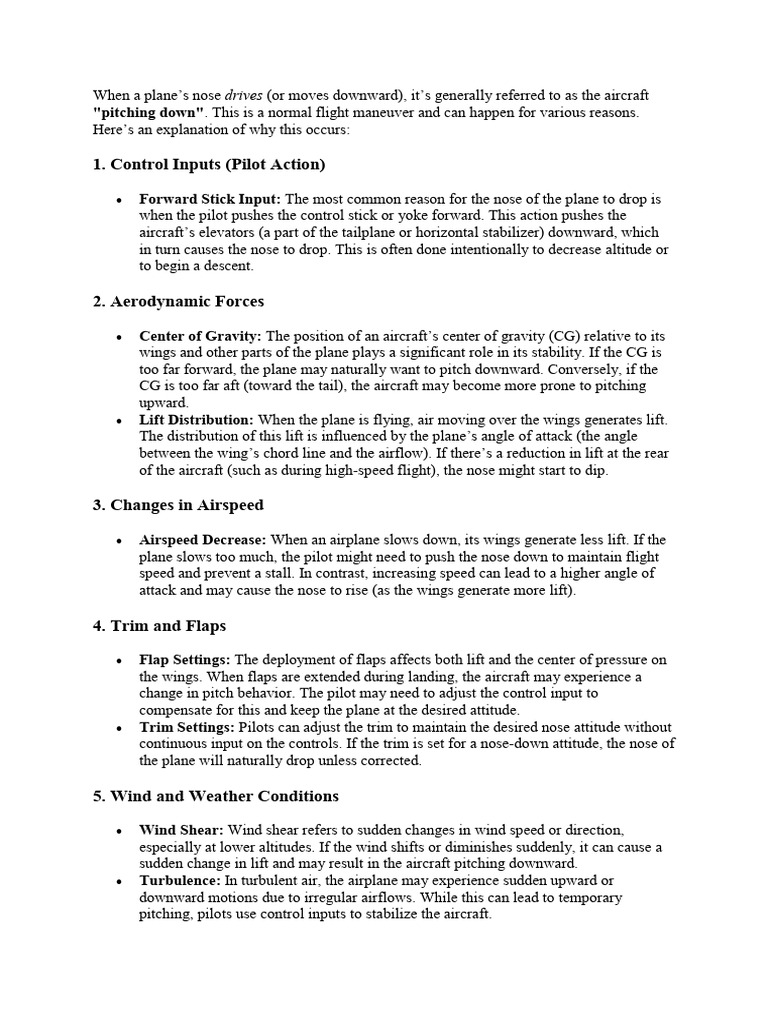 Plane Unstable Condition | PDF | Lift (Force) | Aircraft