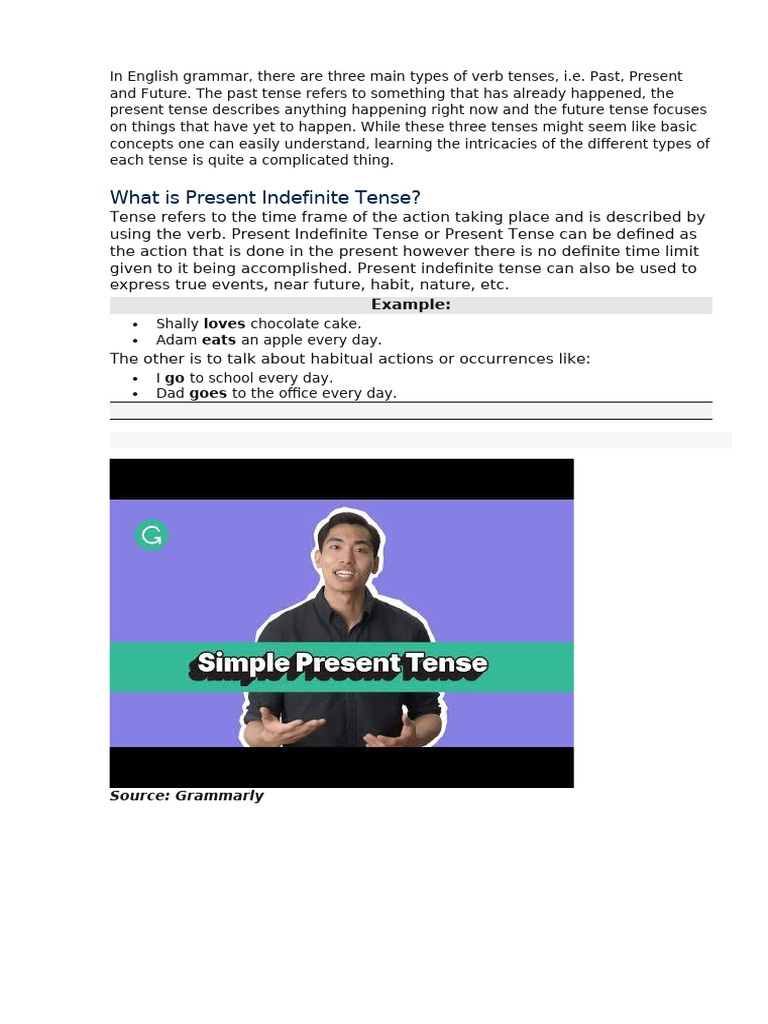 Understanding Present Indefinite Tense | PDF | Grammatical Tense ...