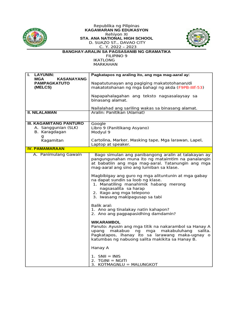 Alamat Lesson Plan 9 PDF | PDF