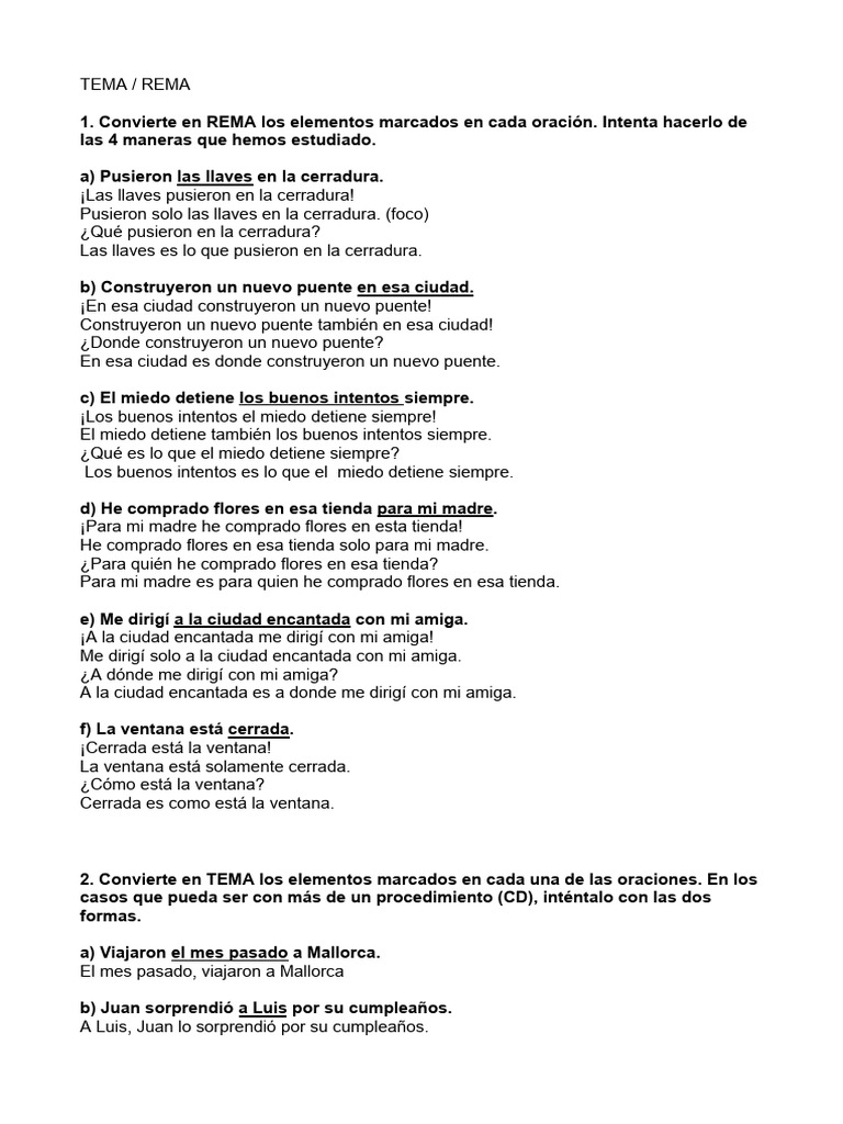 Tema y Rema Examen | PDF