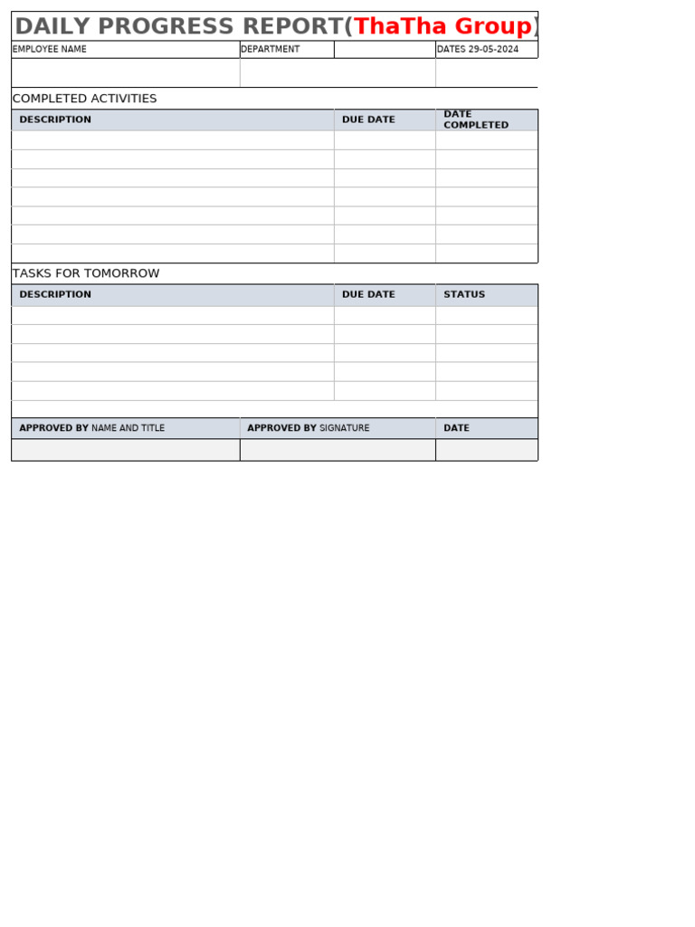 Daily Progress Report Template | PDF