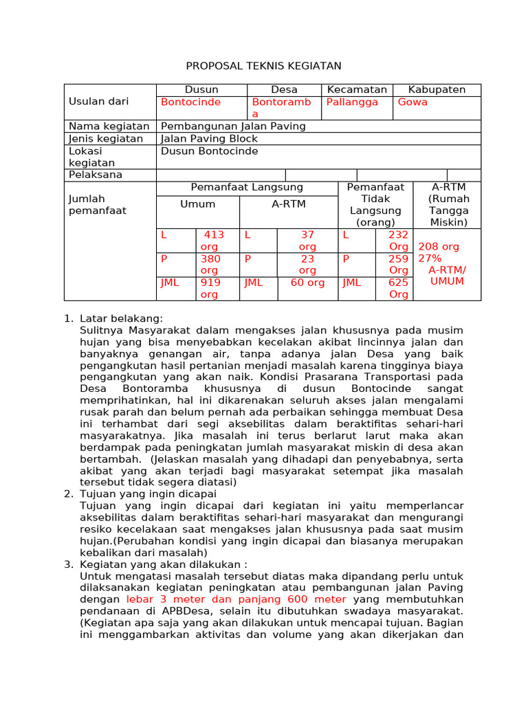 Proposal Jalan Paving | PDF