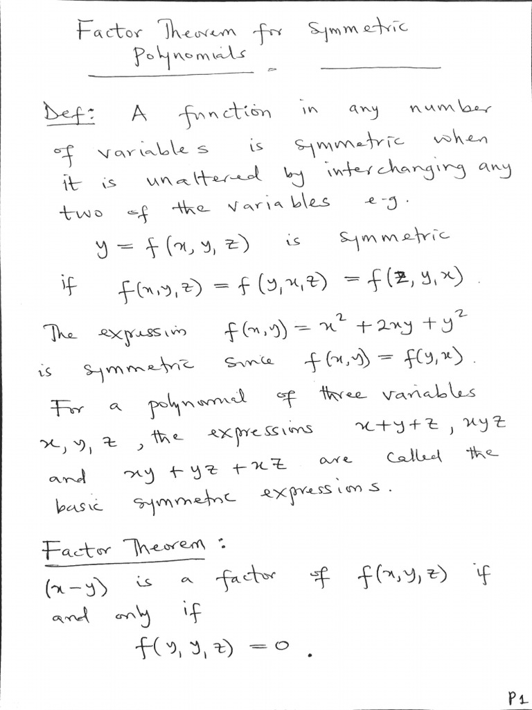 5 - Factor Theorem For Symmetric Equations | PDF