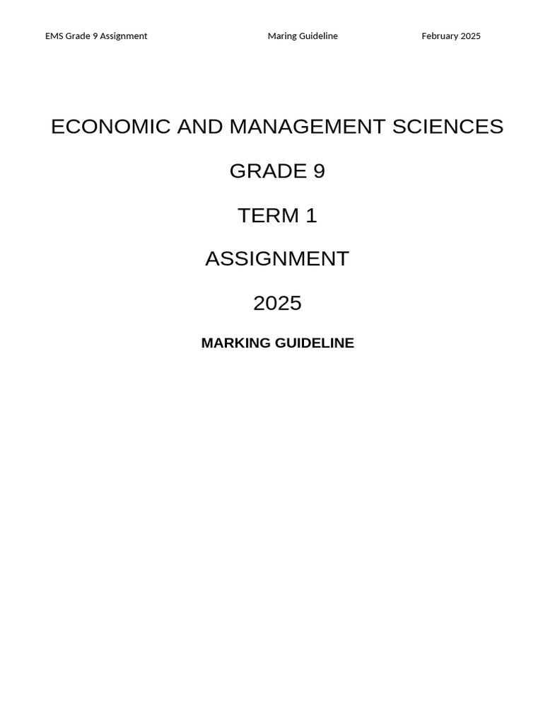 Ems GR 09 Memo - t1 - Assignment - 2025 | PDF | Economics | Business