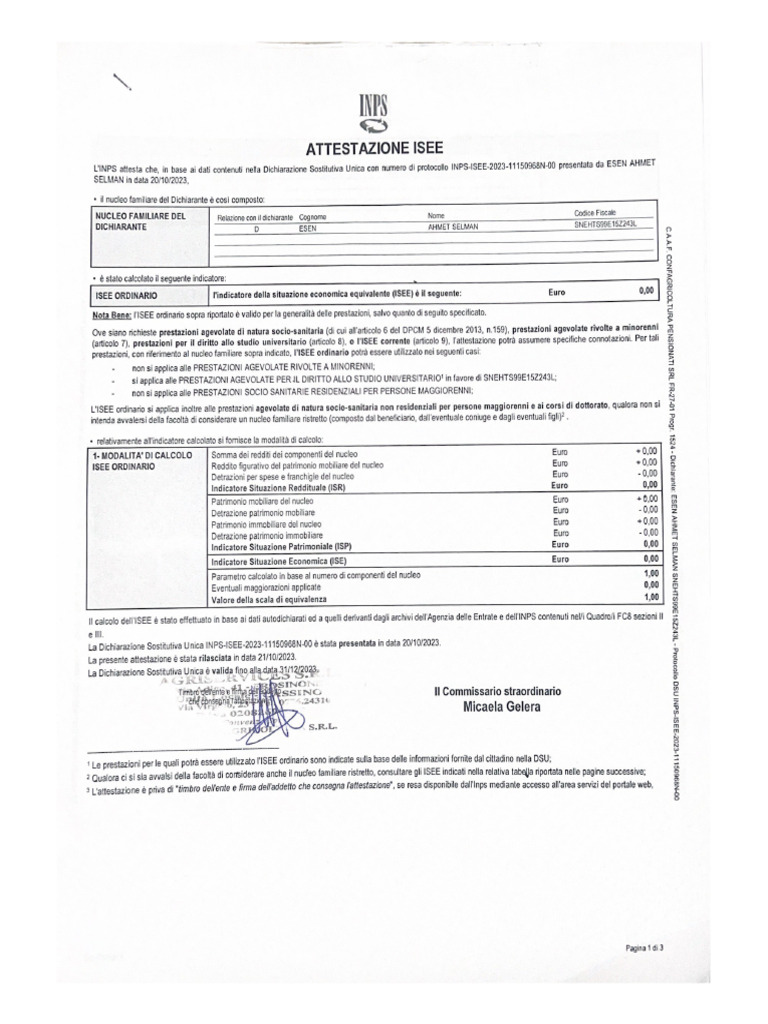 Attestazione Isee | PDF