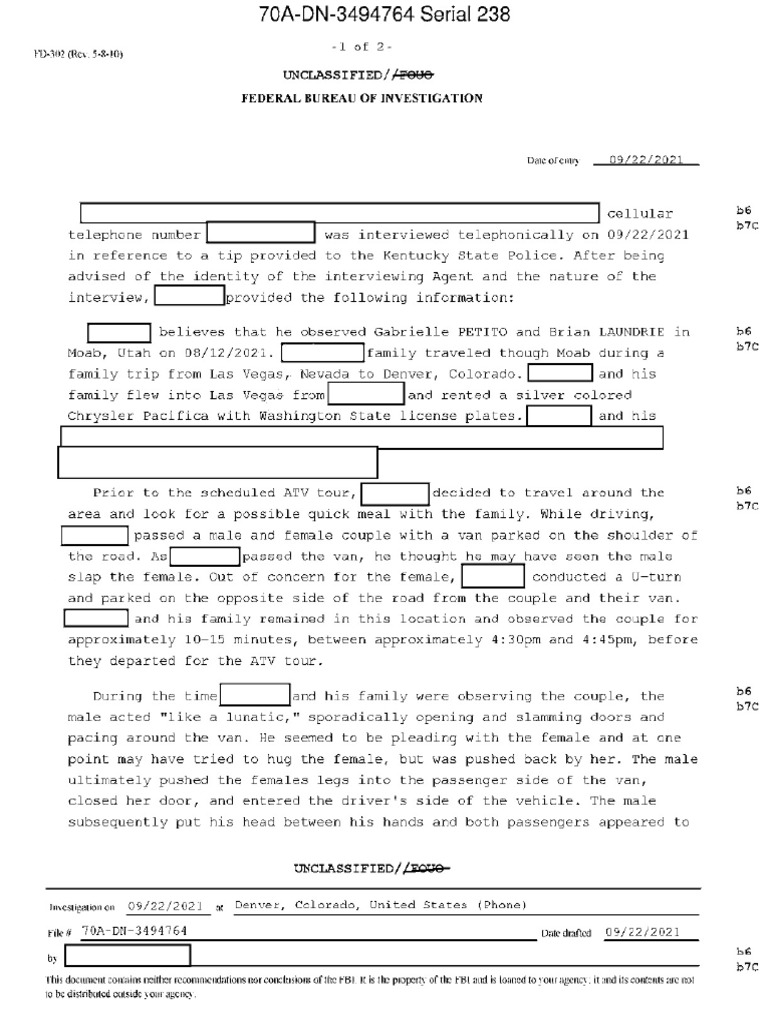 FBI Moab Witness Report | PDF