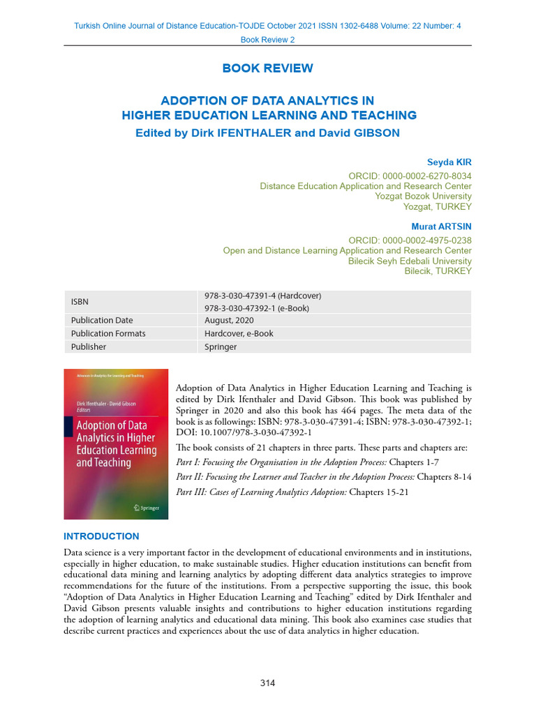Fenthaler 2021 - Adoption of Data Analytics in Higher Education Learning and Teaching | PDF ...