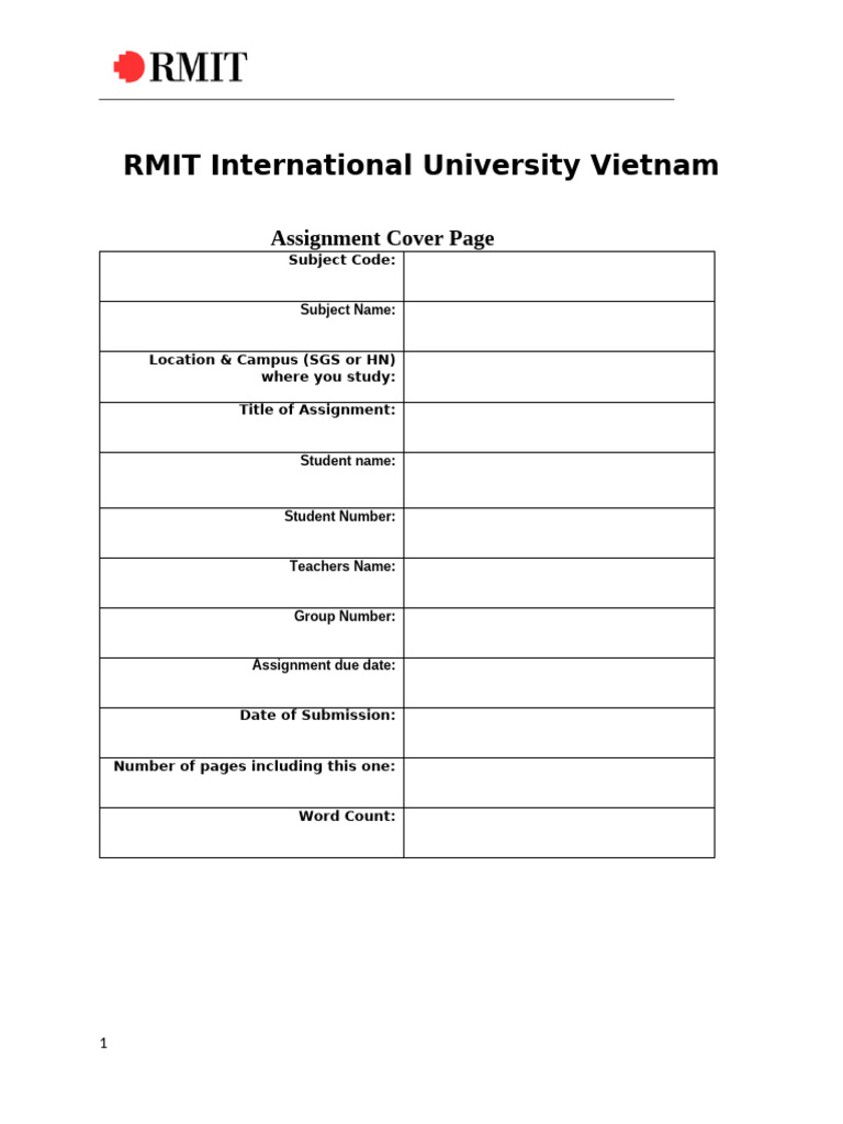 RMIT Cover Page | PDF