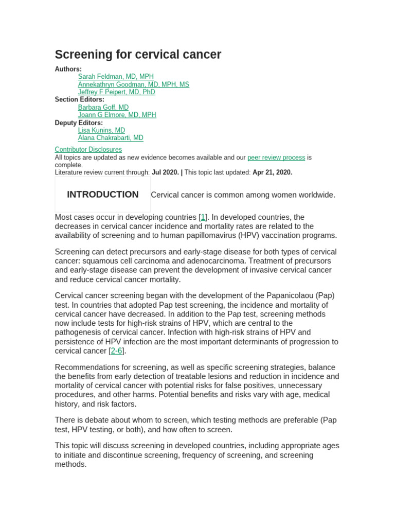 2.1 Screening For Cervical Cancer | PDF | Cervical Cancer ...