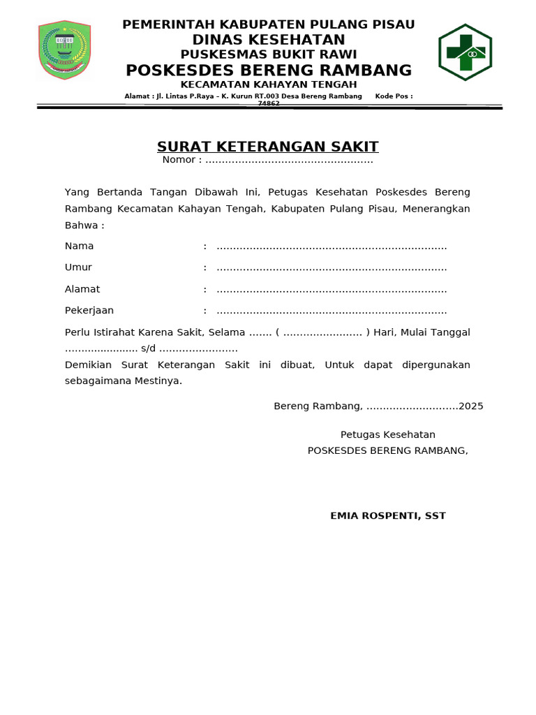 SURAT KETERANGAN SAKIT | PDF