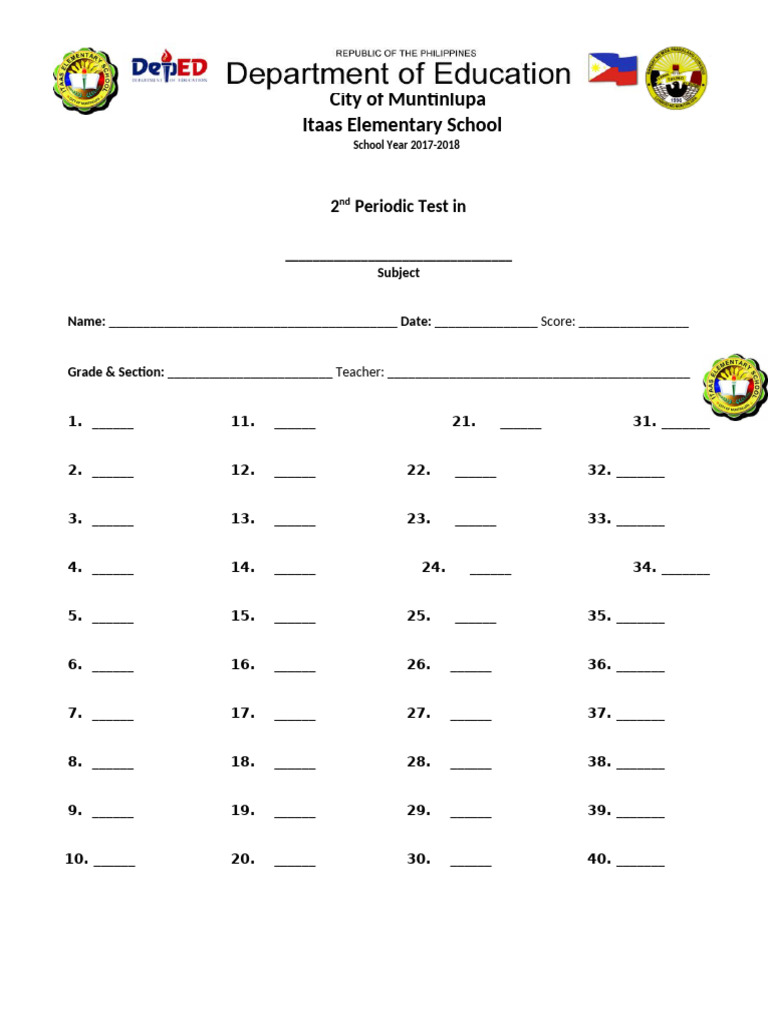 Ans Sheet 4th PT | PDF