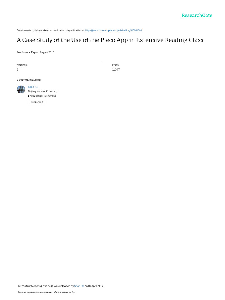 Paper Pleco App in Extensive Reading Class | PDF | Vocabulary | Second ...