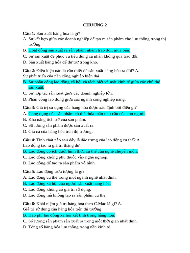 CHƯƠNG-2-Trac-nghiem-KTCT-2024 | PDF