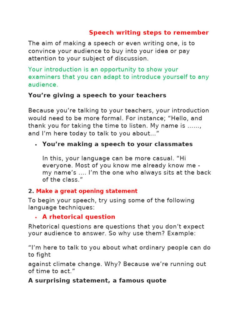 Steps To Writing A SPEECH | PDF | Rhetoric | Persuasion