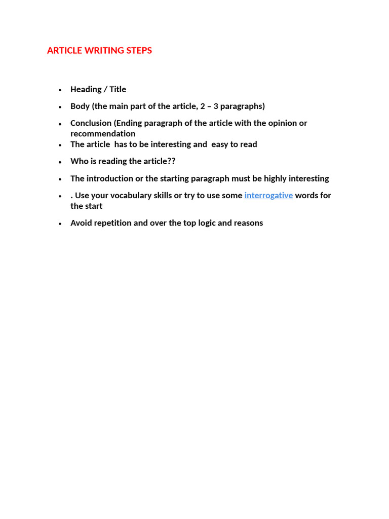 Article Writing Steps | PDF