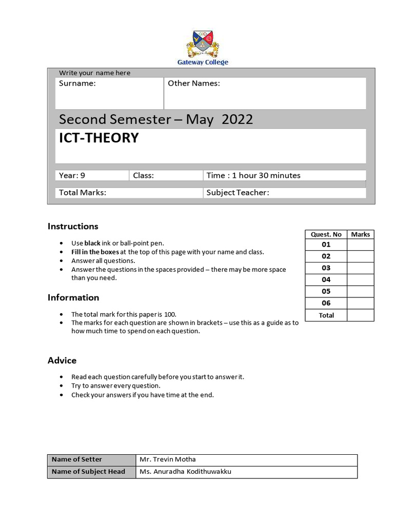 Yr 9 ICT Theory Finalised 18-3-2022 | PDF | Computer Network | Computer ...