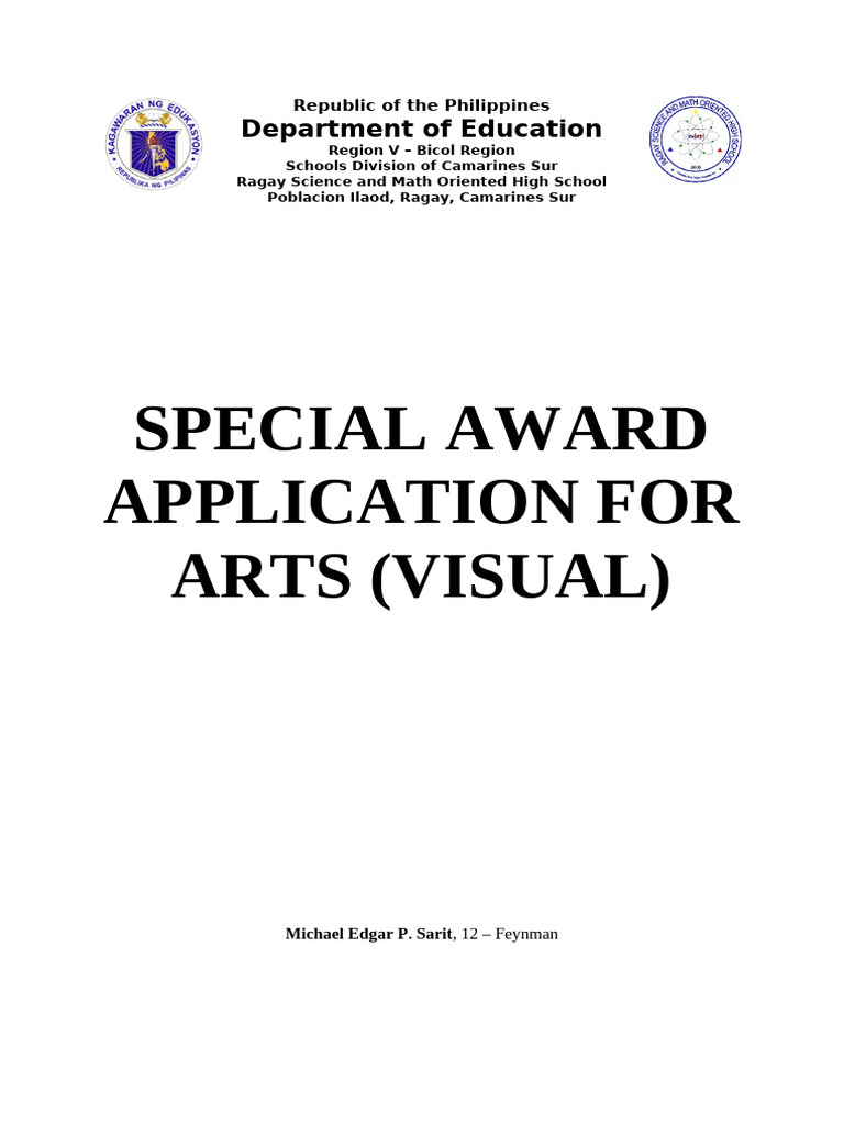 Special Award Application for Arts | PDF