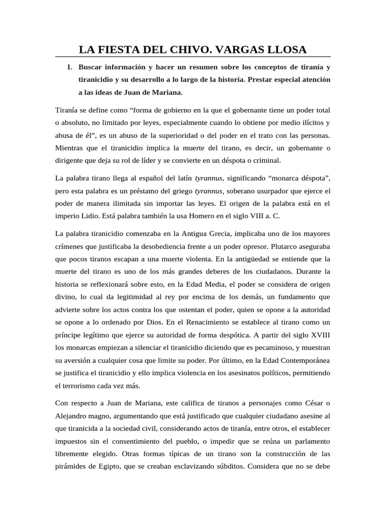 Tiranía y Tiranicidio en "La Fiesta del Chivo" | PDF | Tirano