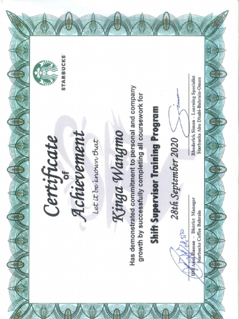 Shift Supervisor Certificate - Compressed | PDF