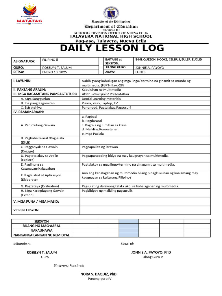 Daily Lesson Log-3rd Quarter | PDF