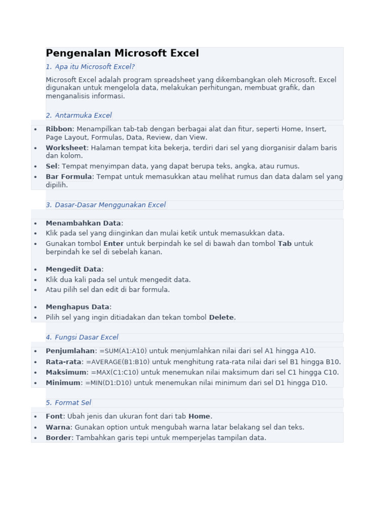 Panduan Dasar Microsoft Excel | PDF