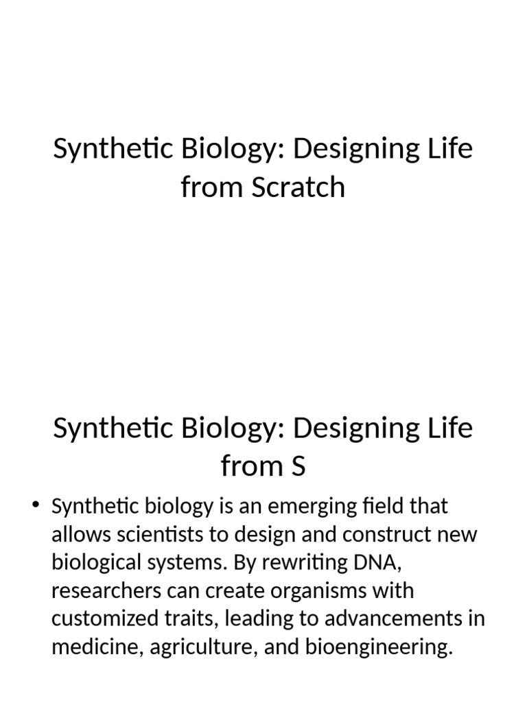 Synthetic Biology: Engineering Life Systems | PDF