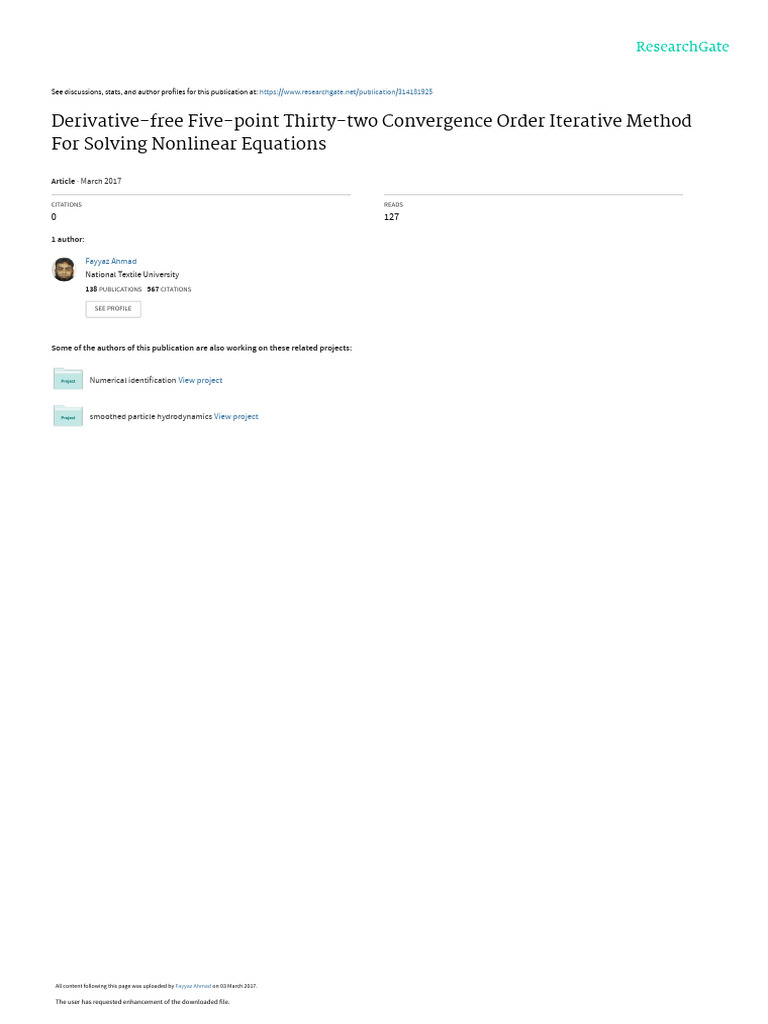 Derivative Free Five Point Thirty Two Convergence Order Iterative Method For Solving Nonlinear