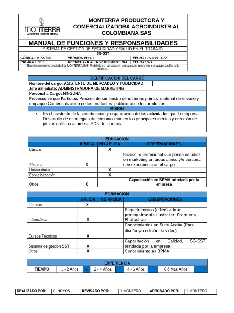 Funciones del Asistente de Mercadeo | PDF | Marketing | Business